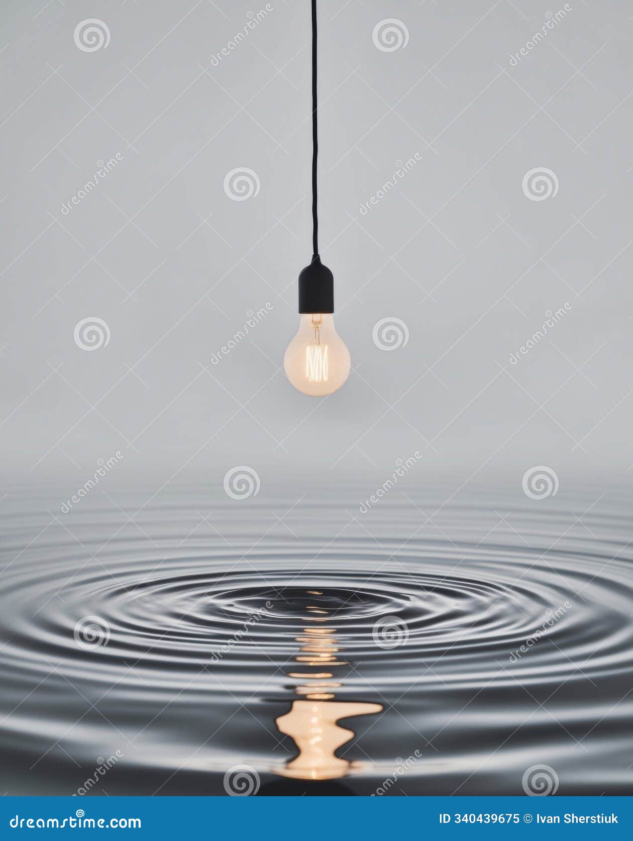Light Bulb Floating Above Rippling Water Surface. Stock Image - Image ...