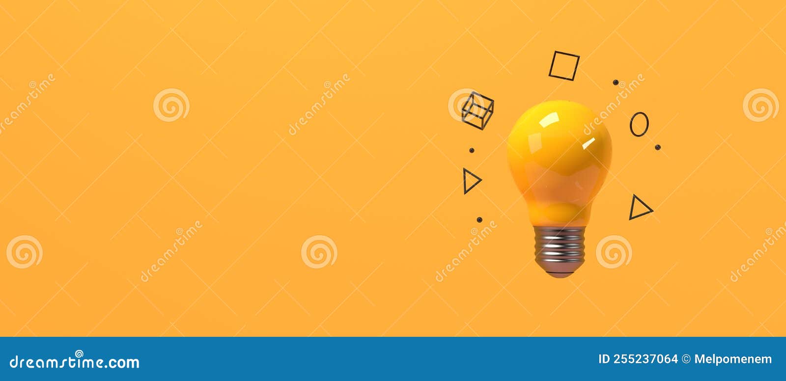 Light Bulb with Flying Geometric Shapes - 3D Stock Photo - Image of ...