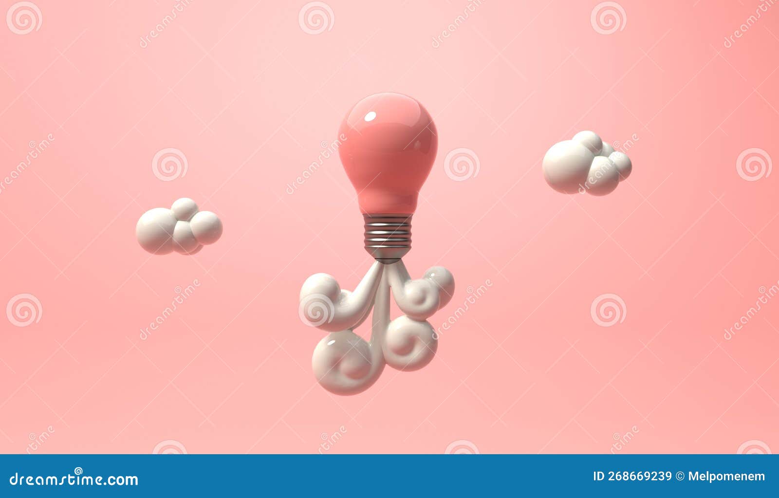 Light Bulb Flying To the Sky Like a Rocket - 3D Stock Illustration ...