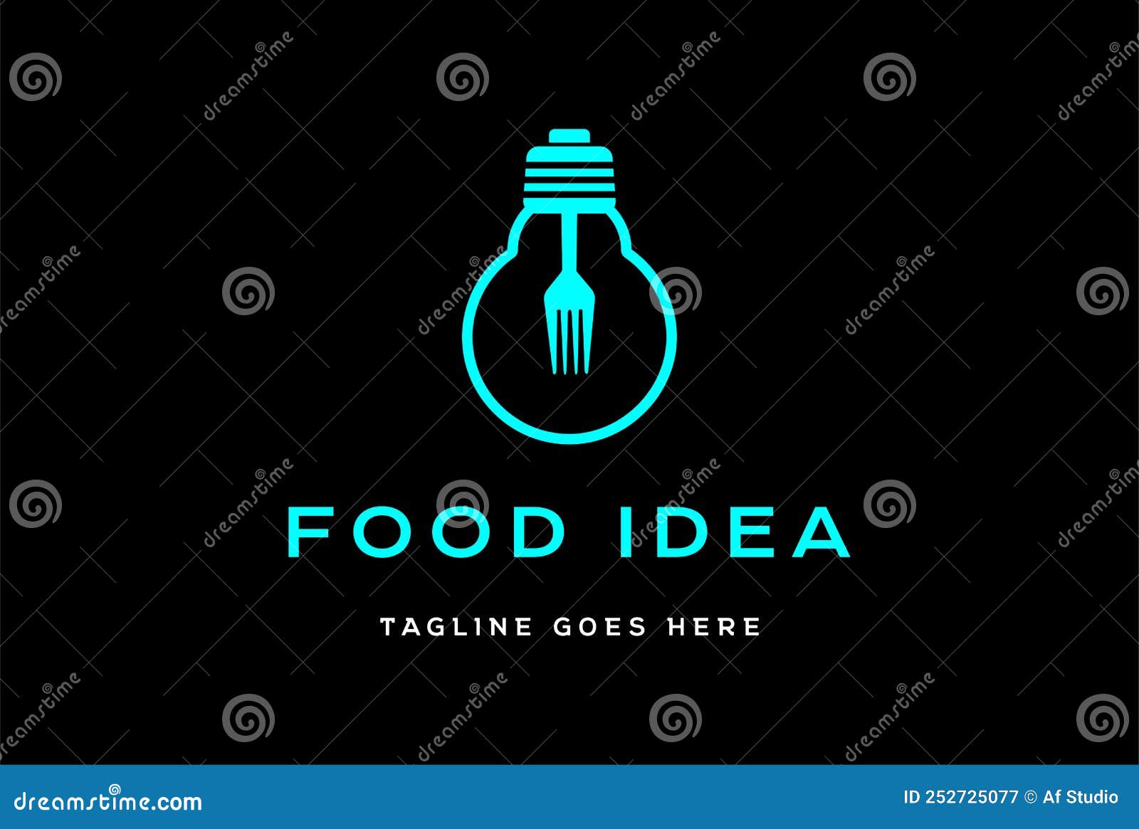 Light Bulb with Fork for Food Idea Innovation Logo Design Vector Stock ...