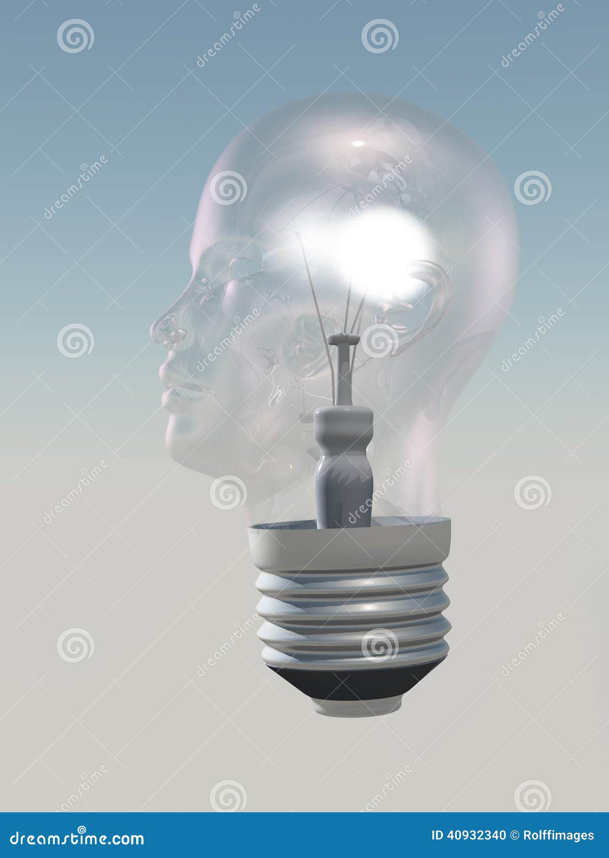 Light bulb in form of head stock illustration. Illustration of creative ...
