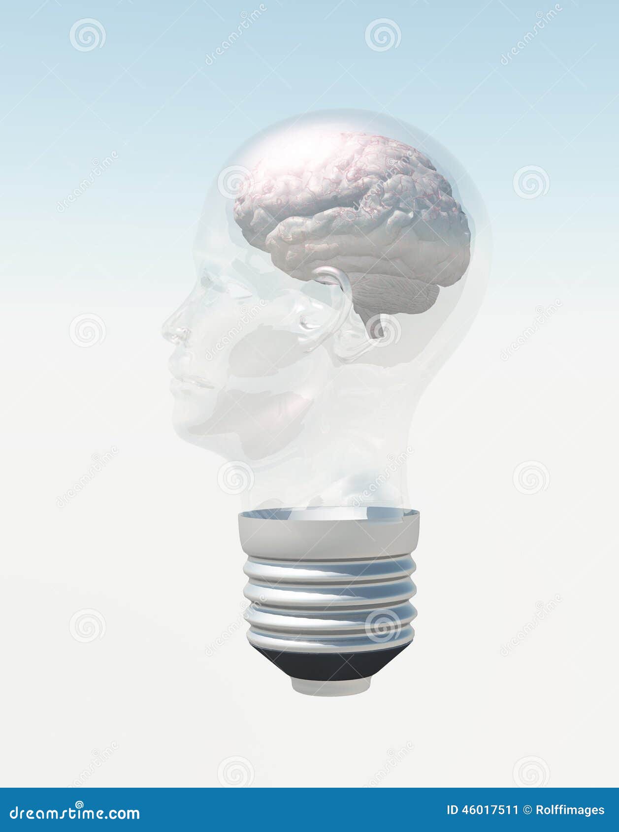 Light Bulb in Form of Human Head with Brain Stock Illustration ...