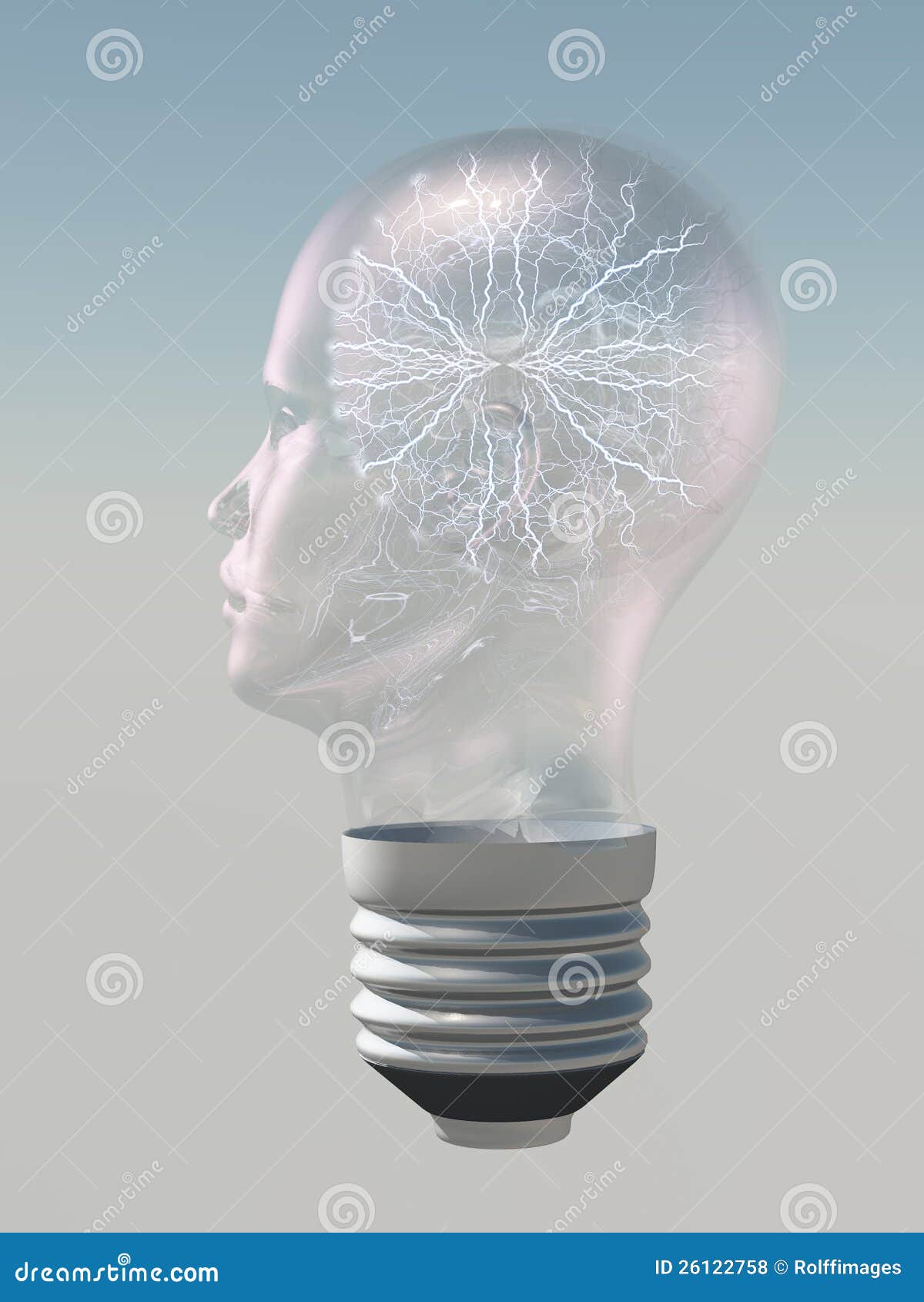 Light Bulb in Form of Human Head Electric Stock Illustration ...