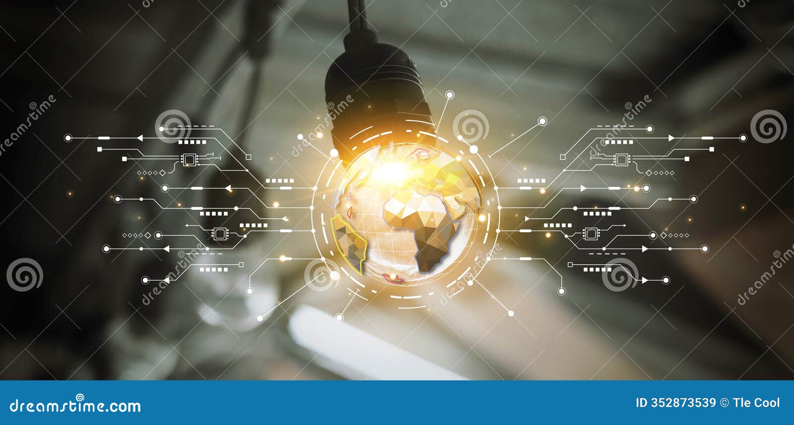 Light Bulb with Futuristic Digital Network Design, Symbolizing ...