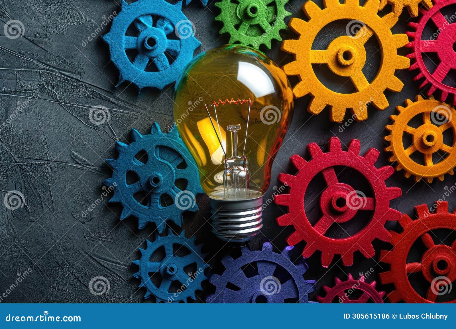 Light Bulb and Gear Colored Wheels Stock Illustration - Illustration of ...