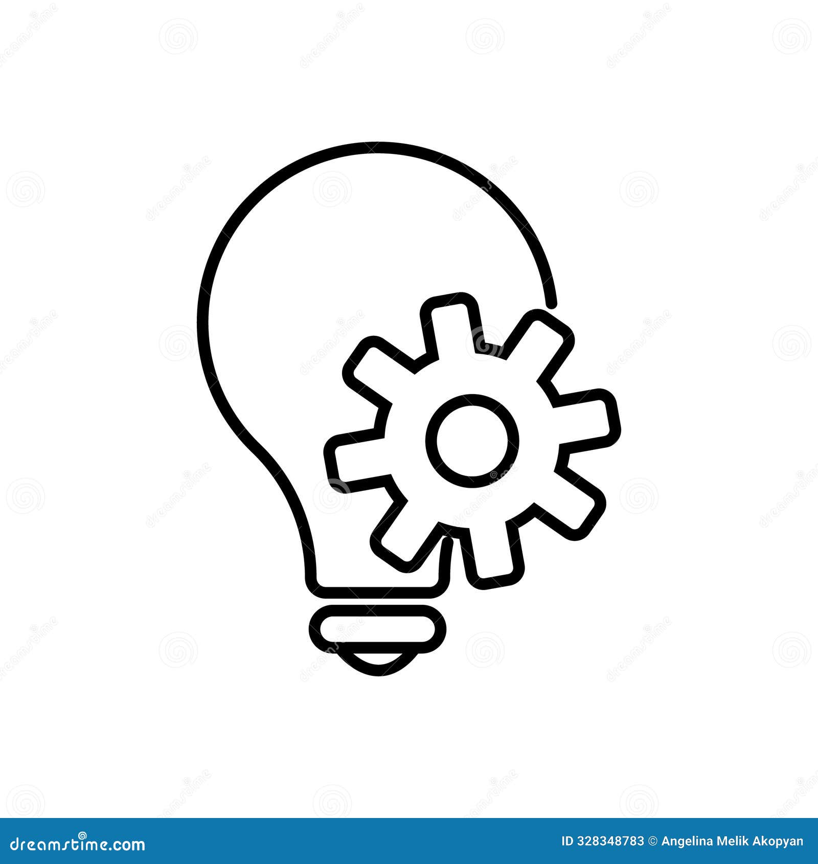 Light Bulb with Gear Icon stock vector. Illustration of growth - 328348783
