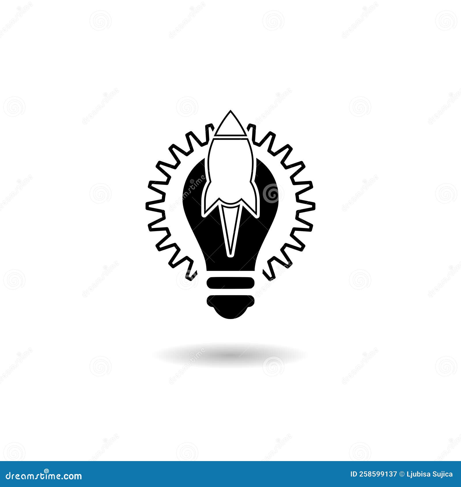 Light Bulb Gear and Rocket Icon Logo with Shadow Stock Vector ...