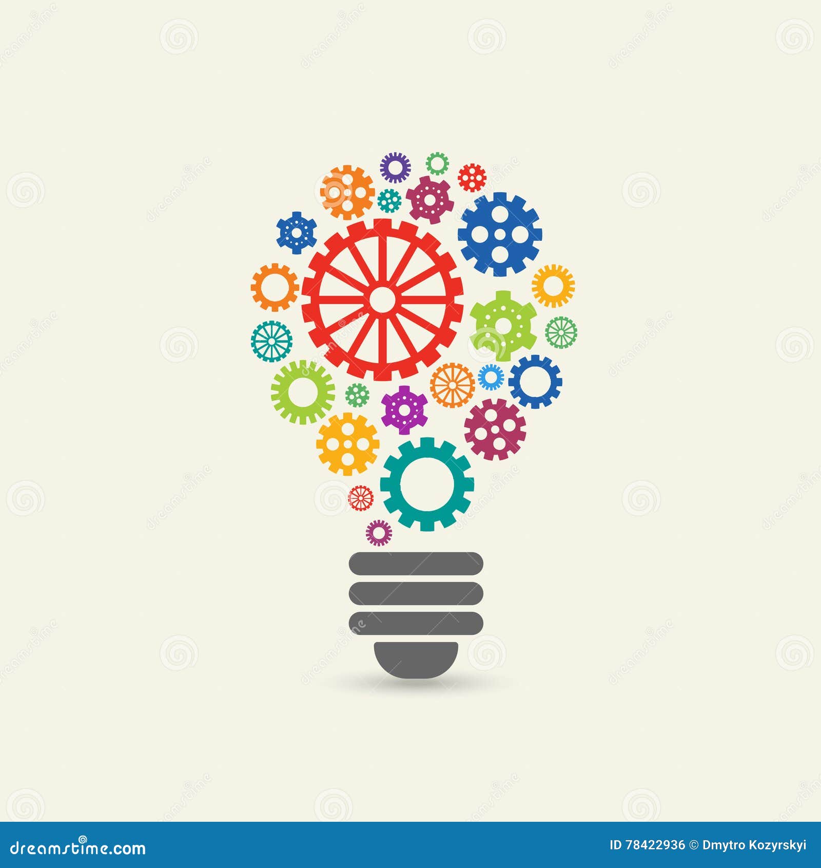Light Bulb with Gears and Cogs Working Together. Stock Illustration ...