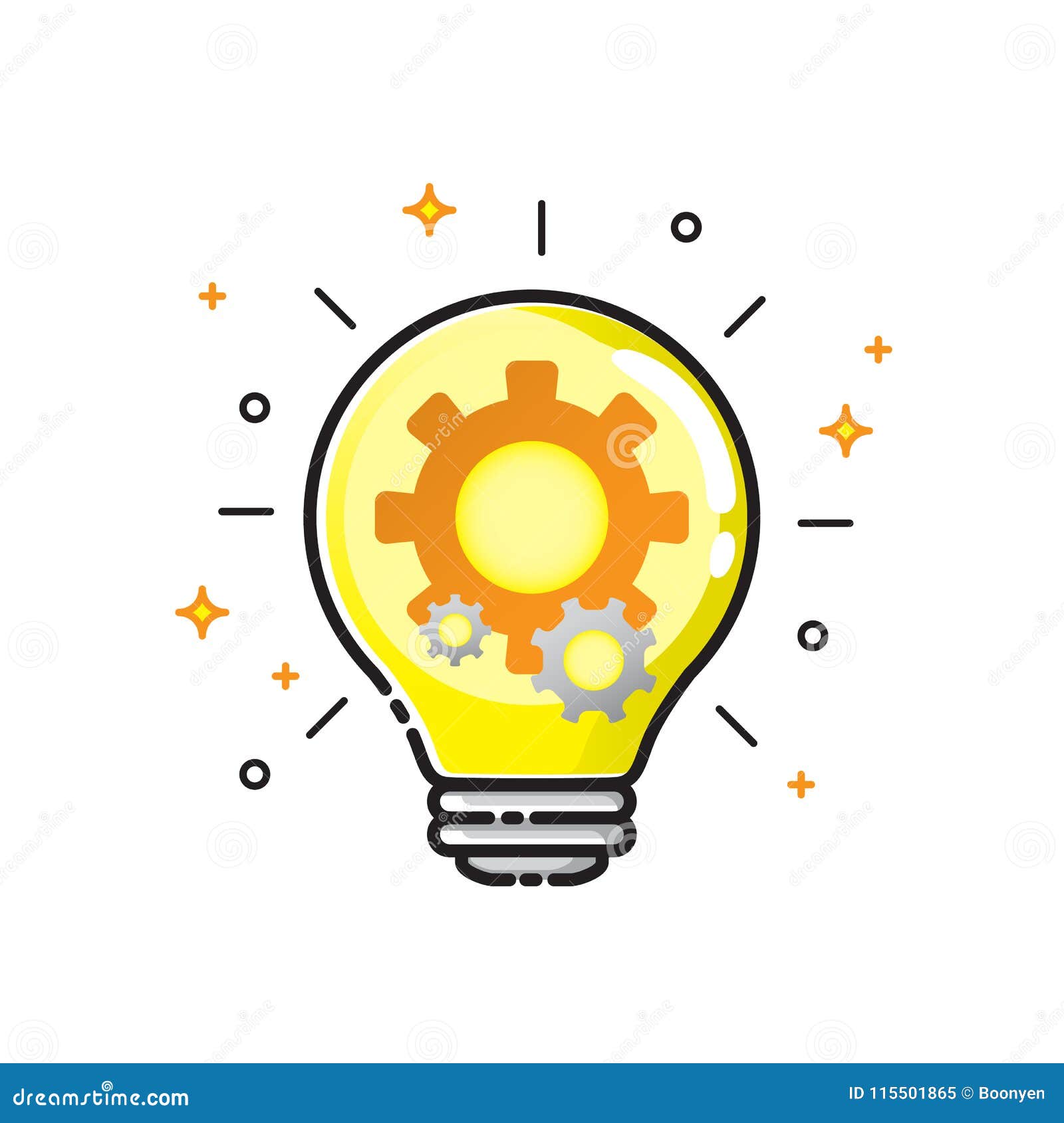 Light Bulb Gears Icon Design, Technology, and Engineering Concept ...