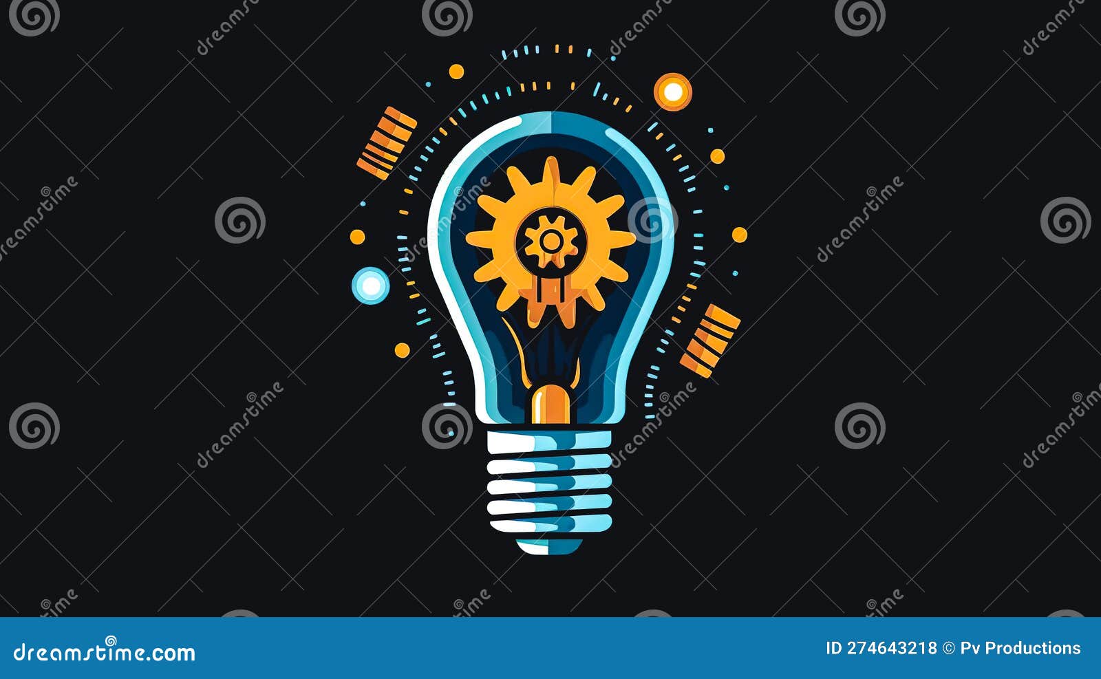 Light Bulb with Gears, Idea Generation Concept, Generative AI. Stock ...