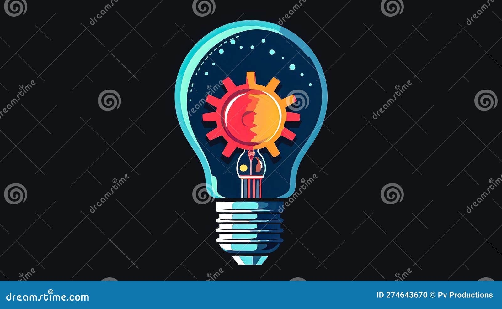 Light Bulb with Gears, Idea Generation Concept, Generative AI. Stock ...