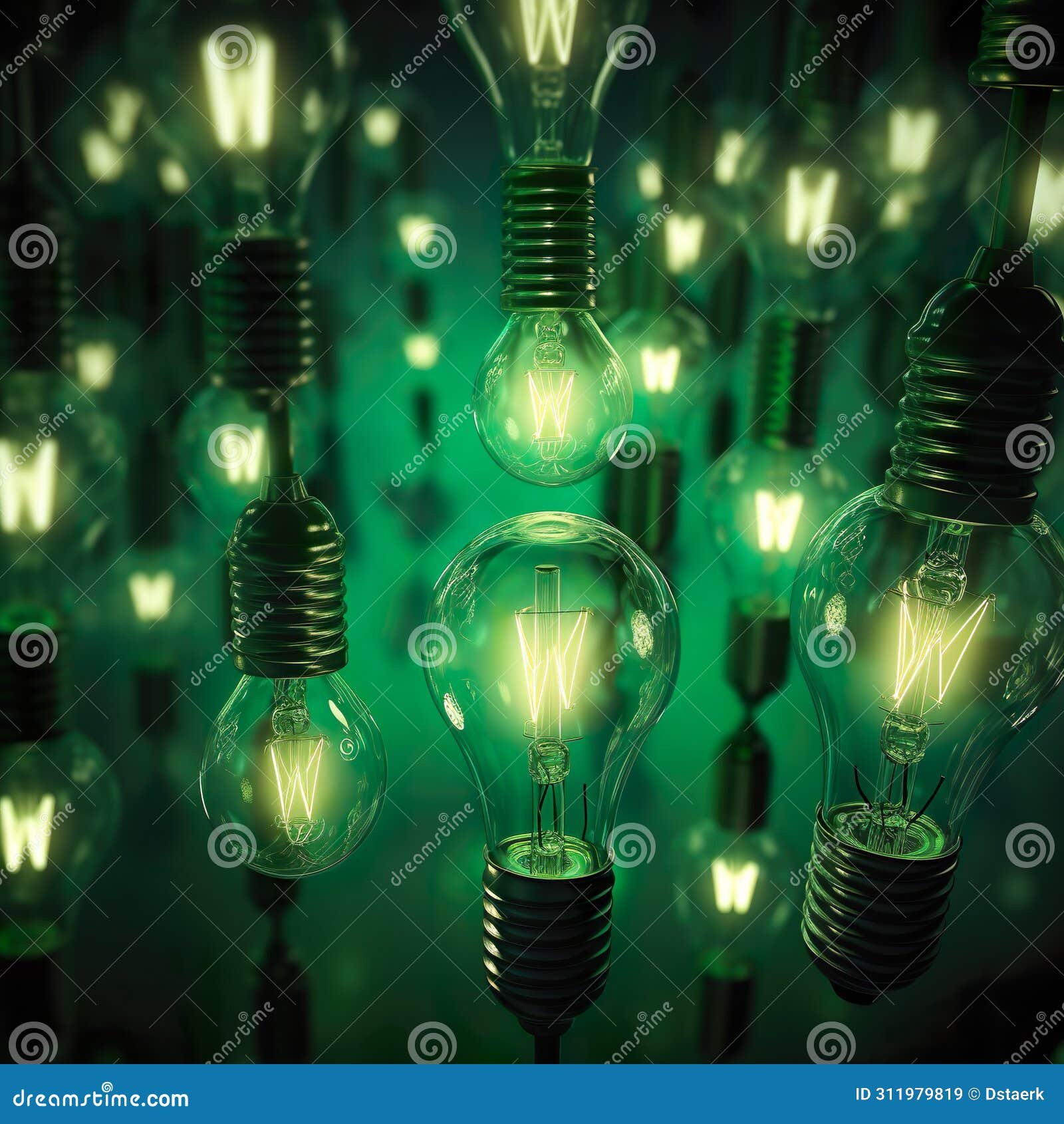A Background with Green Light Bulbs Generated by Artificial ...