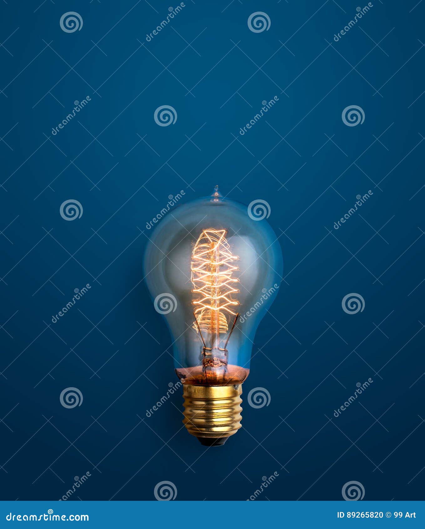 Light Bulb Glowing on Blue Background Creative Ideas Background Stock ...