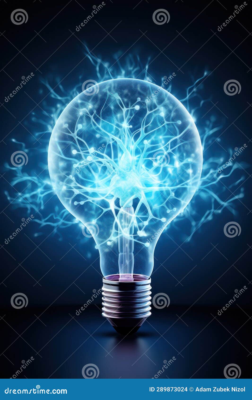 A Light Bulb with a Glowing Blue Light Inside Stock Illustration ...
