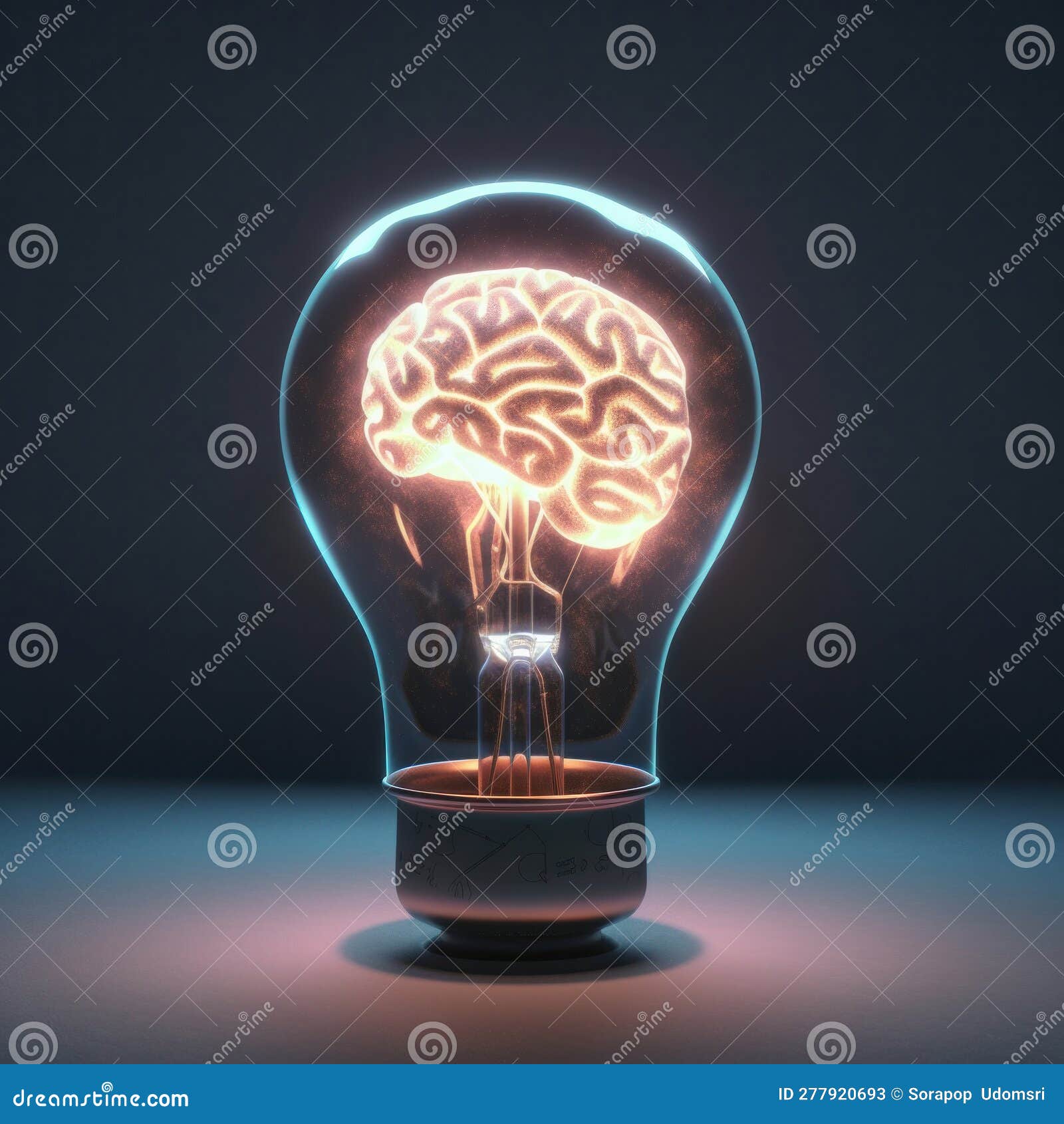 A Light Bulb with a Glowing Brain Inside is a Powerful Visual ...