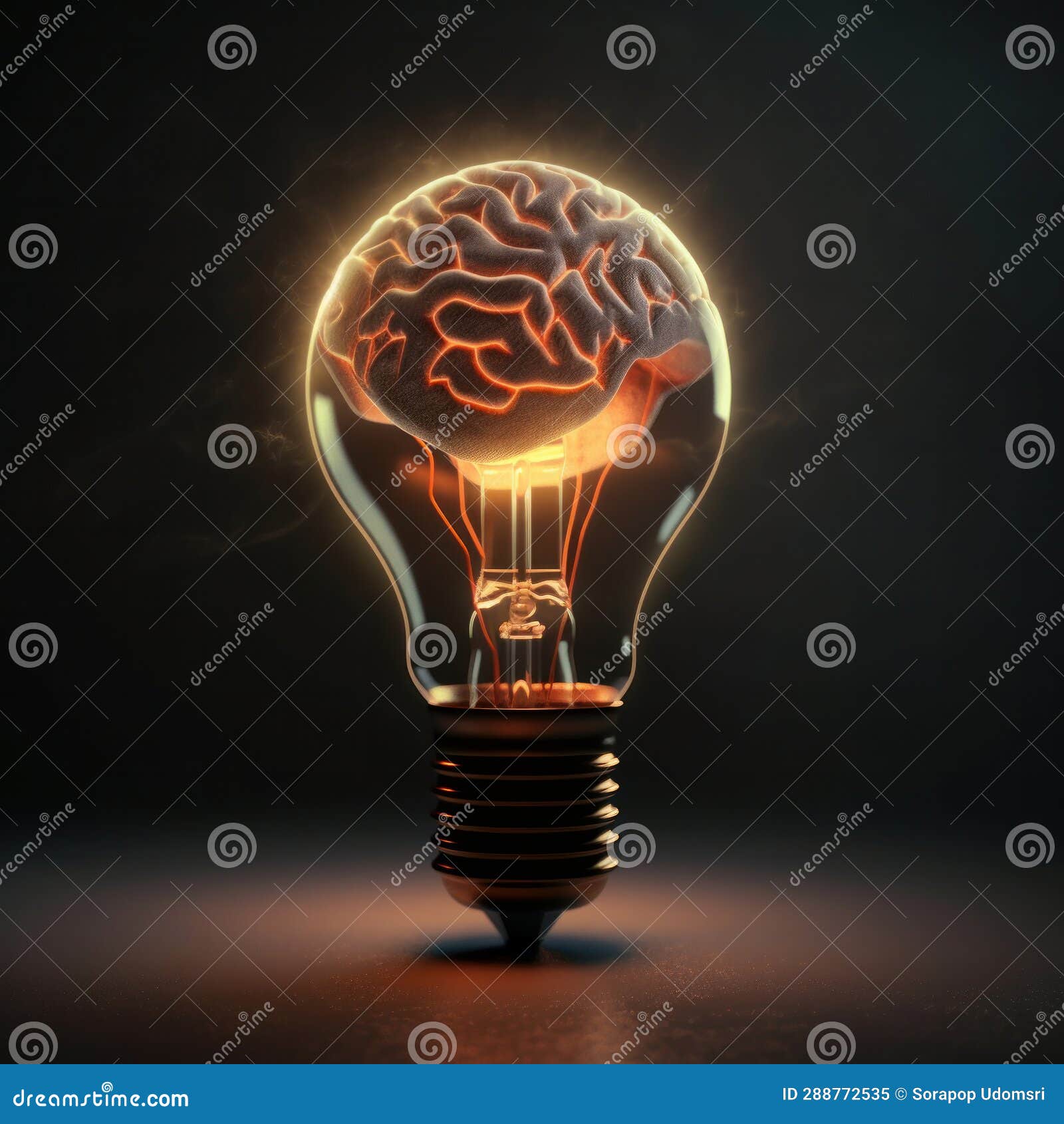 A Light Bulb with a Glowing Brain Inside is a Powerful Visual ...