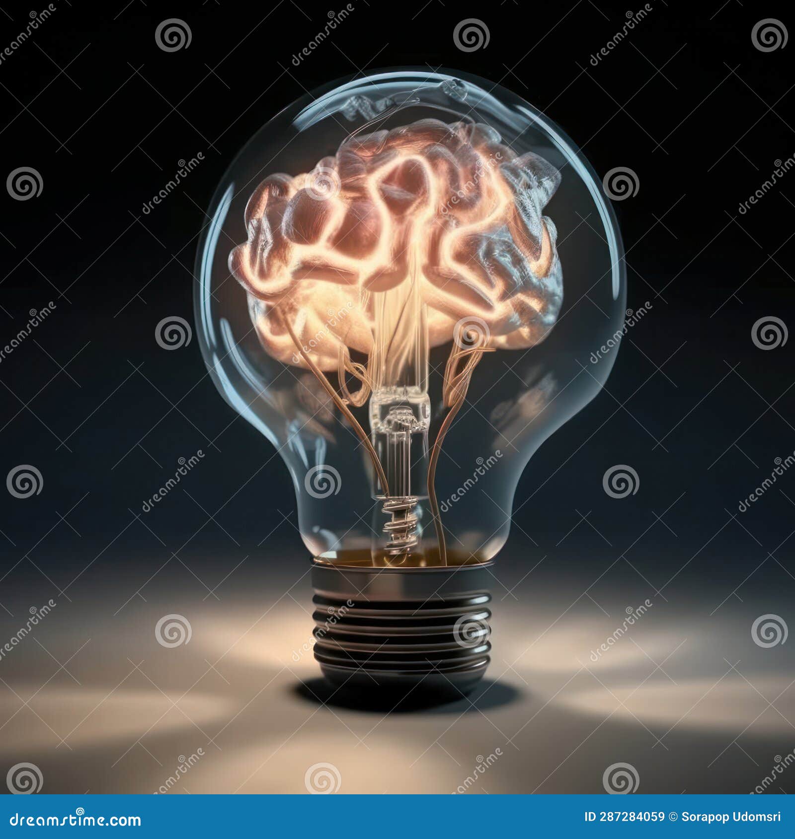A Light Bulb with a Glowing Brain Inside is a Powerful Visual ...