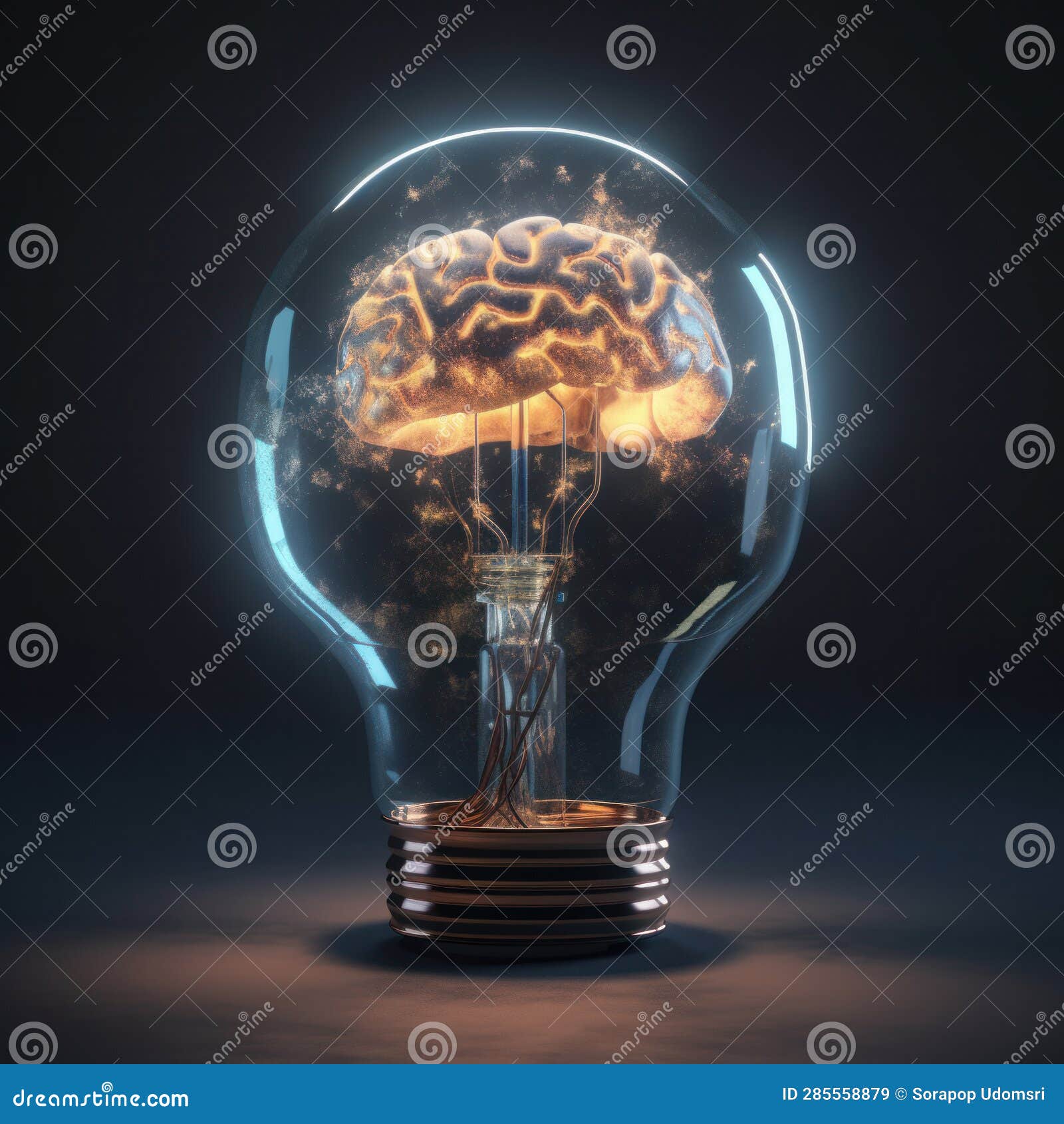 A Light Bulb with a Glowing Brain Inside is a Powerful Visual ...
