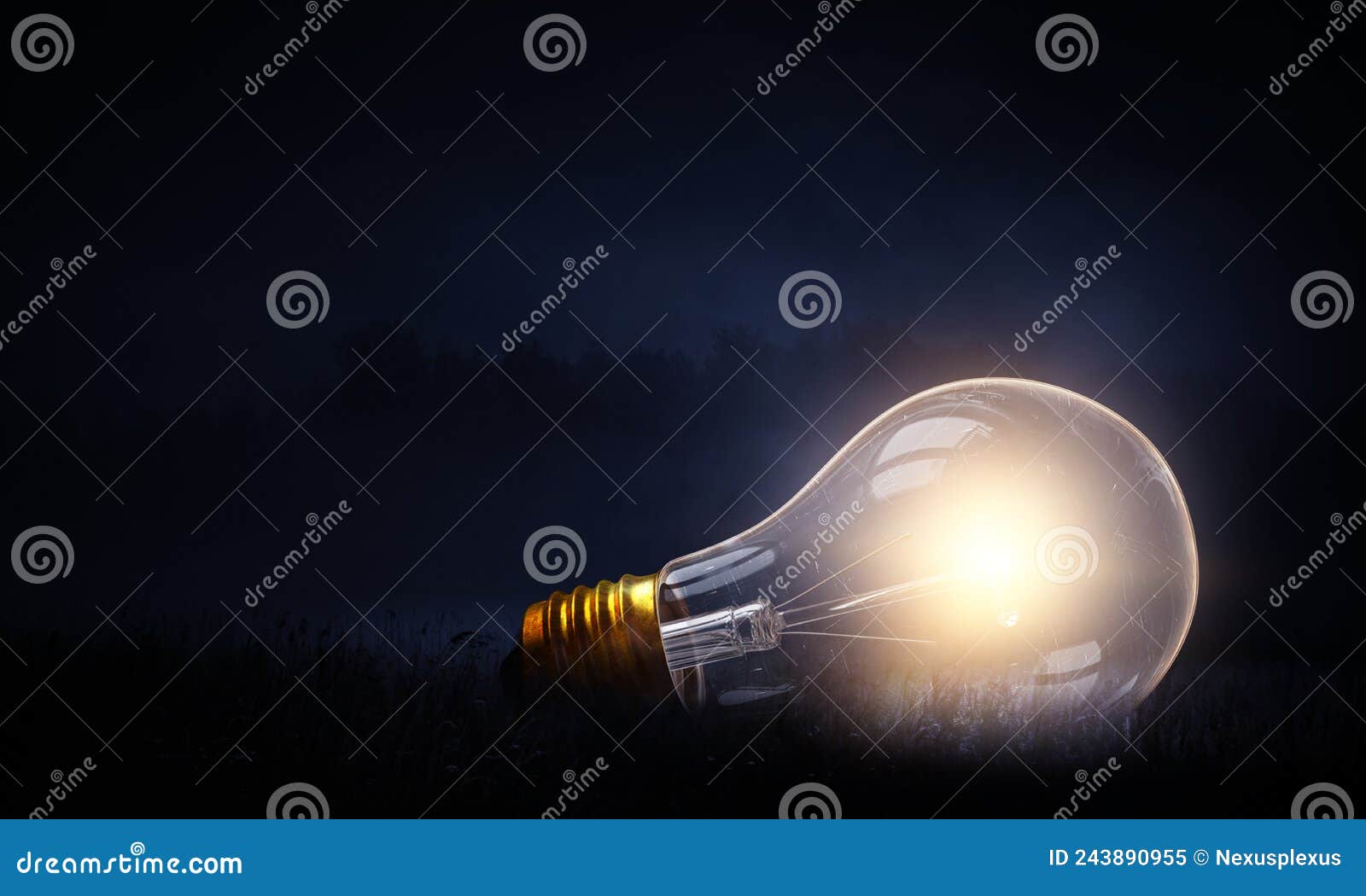 Light Bulb Glowing in Darkness . Mixed Media Stock Image - Image of ...