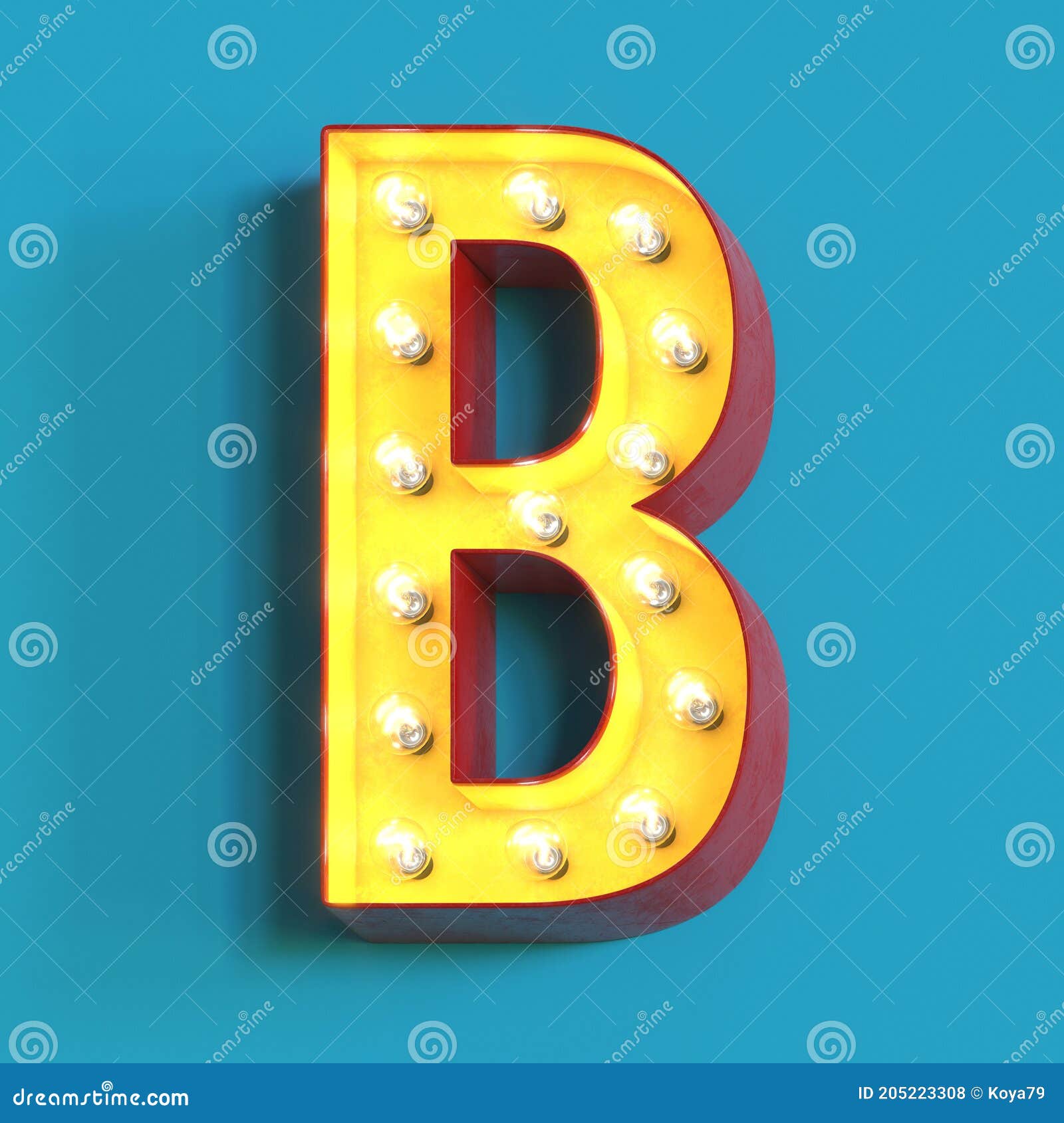 Light Bulb Glowing Font, 3d Alphabet Character, 3d Rendering, Letter B ...