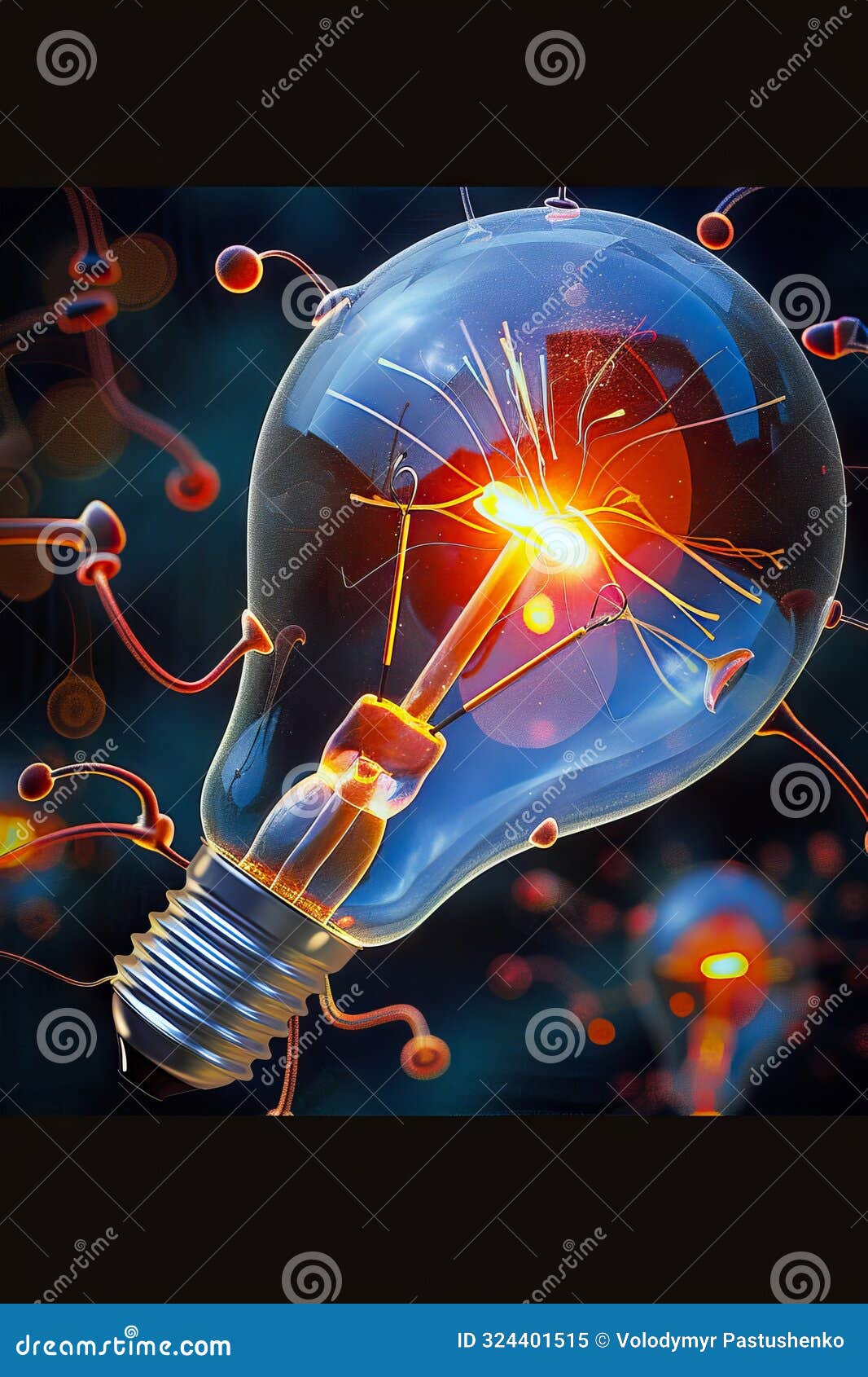 A Light Bulb with a Glowing Light Inside Stock Image - Image of connect ...