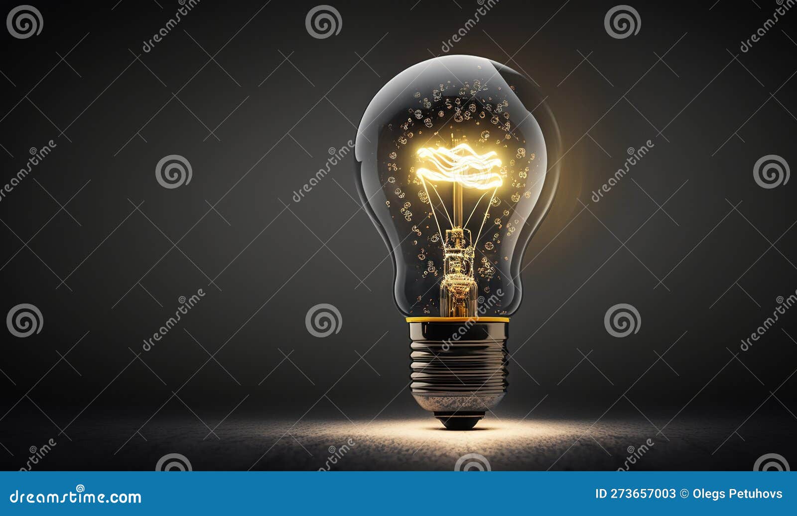 A Light Bulb with a Glowing Light Inside of it on a Dark Background ...