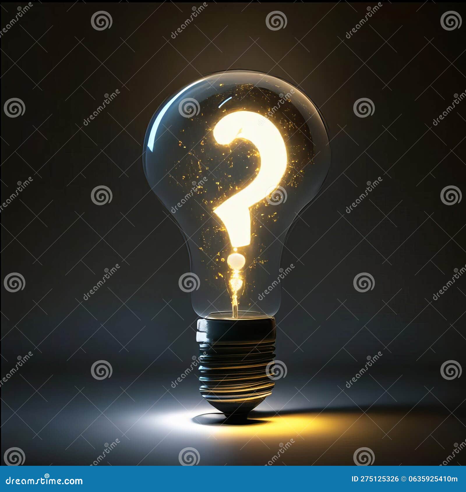 The Light Bulb Glows in the Form of a Question. Stock Illustration ...
