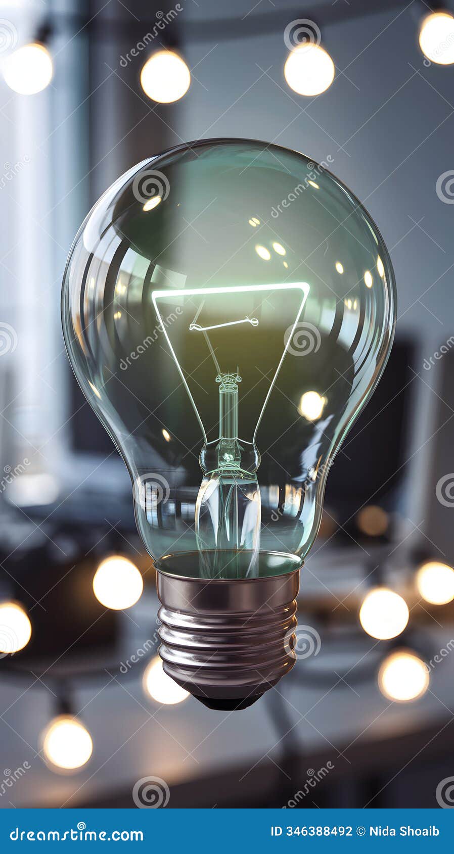 Green Glowing Light Bulb with Triangle Symbol Inside, Suggesting Ideas ...