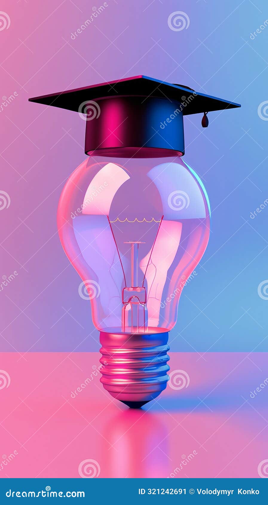 Light Bulb with Graduation Cap, Creative Education Concept Stock Image ...