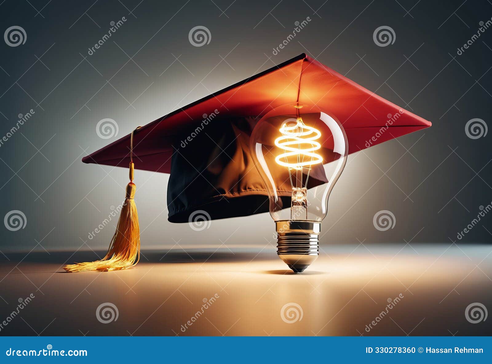 Light Bulb and Graduation Cap. Idea of Education, Technology Stock ...