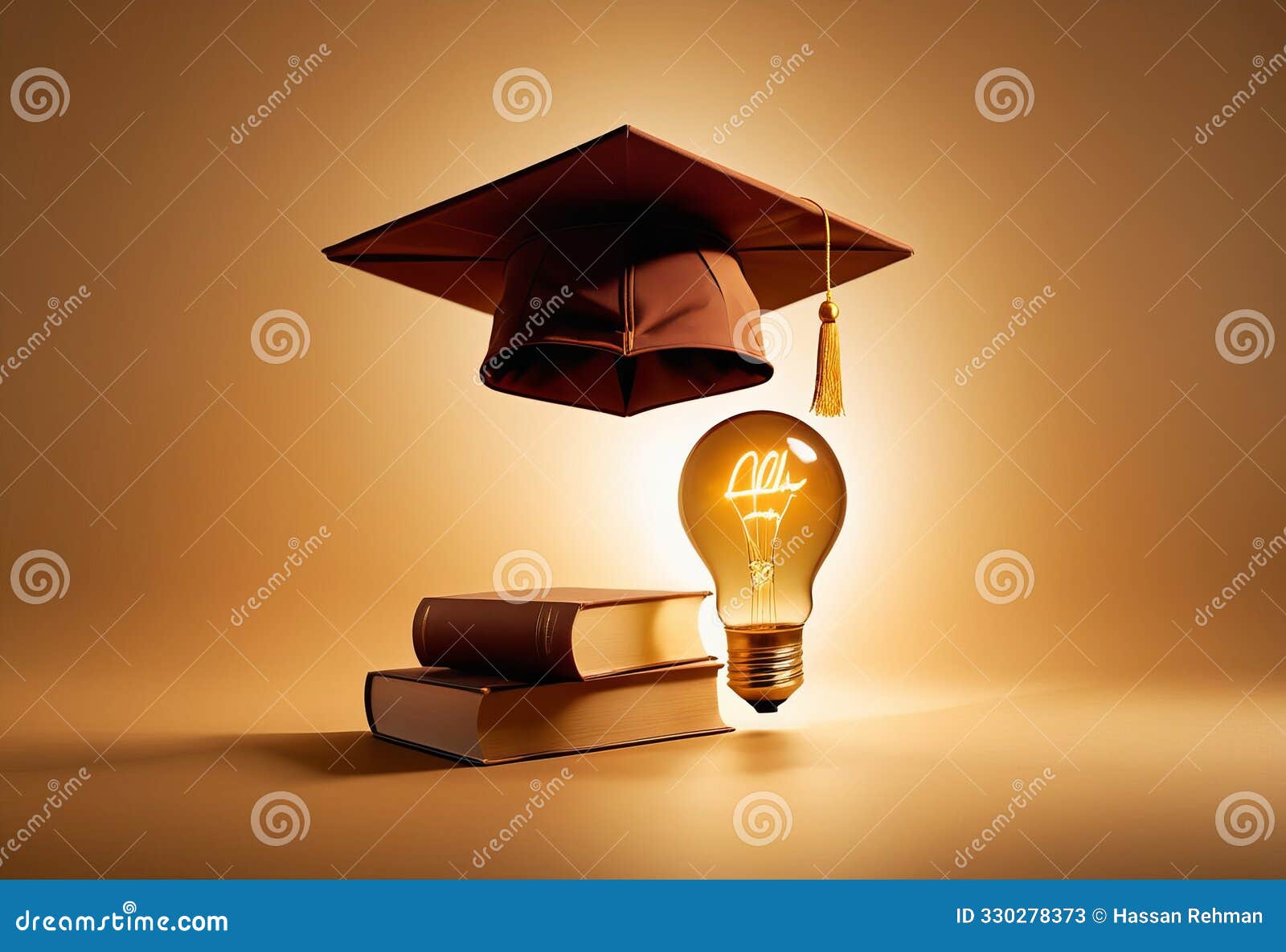 Light Bulb and Graduation Cap. Idea of Education, Technology Stock ...