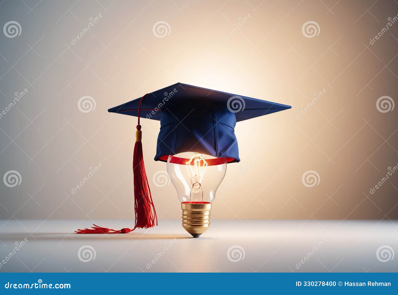 Light Bulb and Graduation Cap. Idea of Education, Technology Stock ...