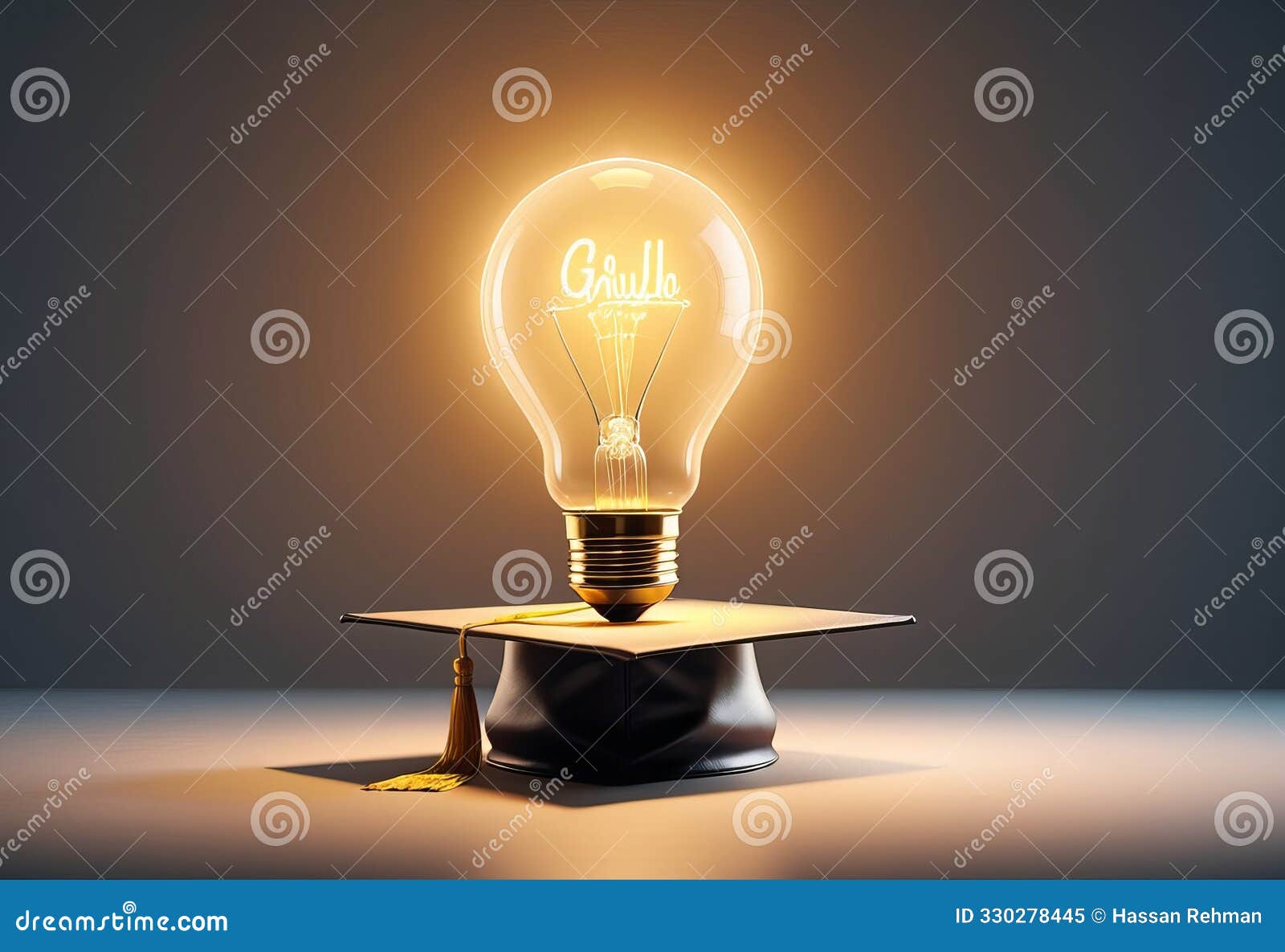 Light Bulb and Graduation Cap. Idea of Education, Technology Stock ...