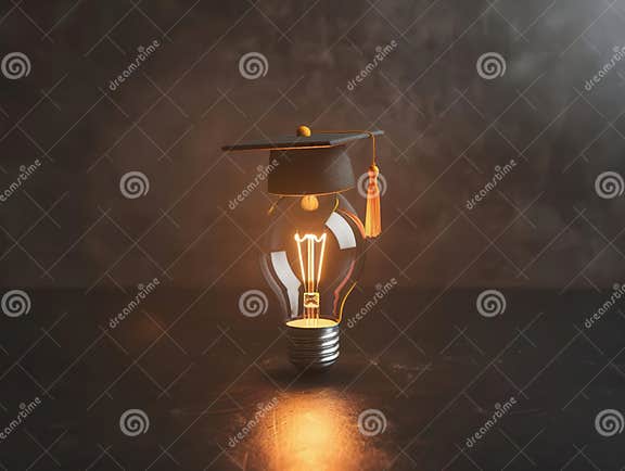 A Light Bulb with a Graduation Cap on it, Symbolizing Academic ...