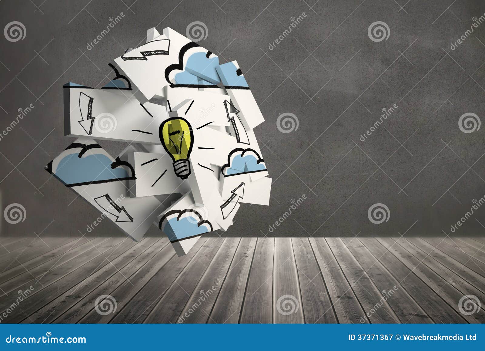 Light Bulb Graphic on Abstract Screen Stock Illustration - Illustration ...