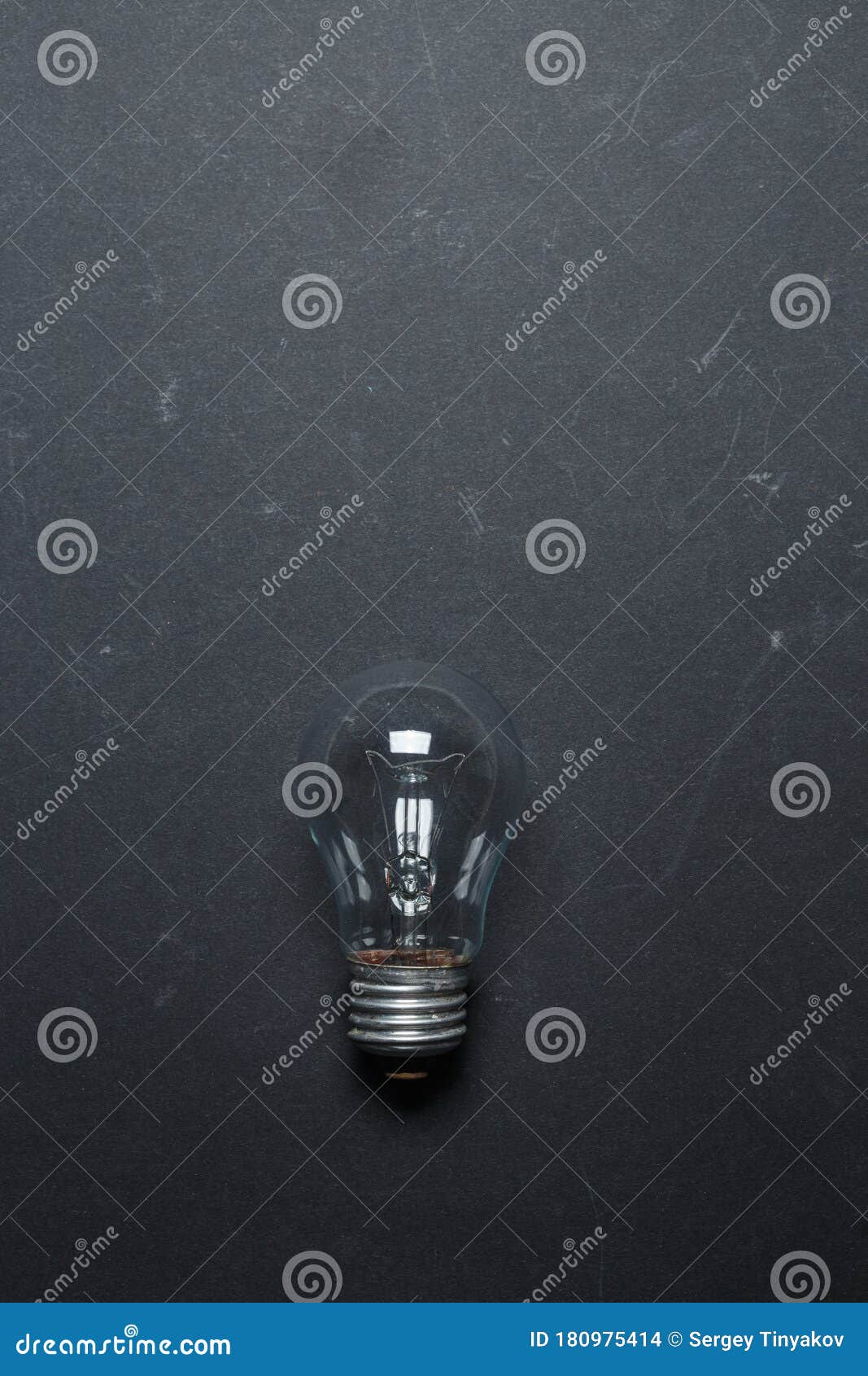 Light Bulb on Gray Background, Top View. Creative Idea Concept Stock ...