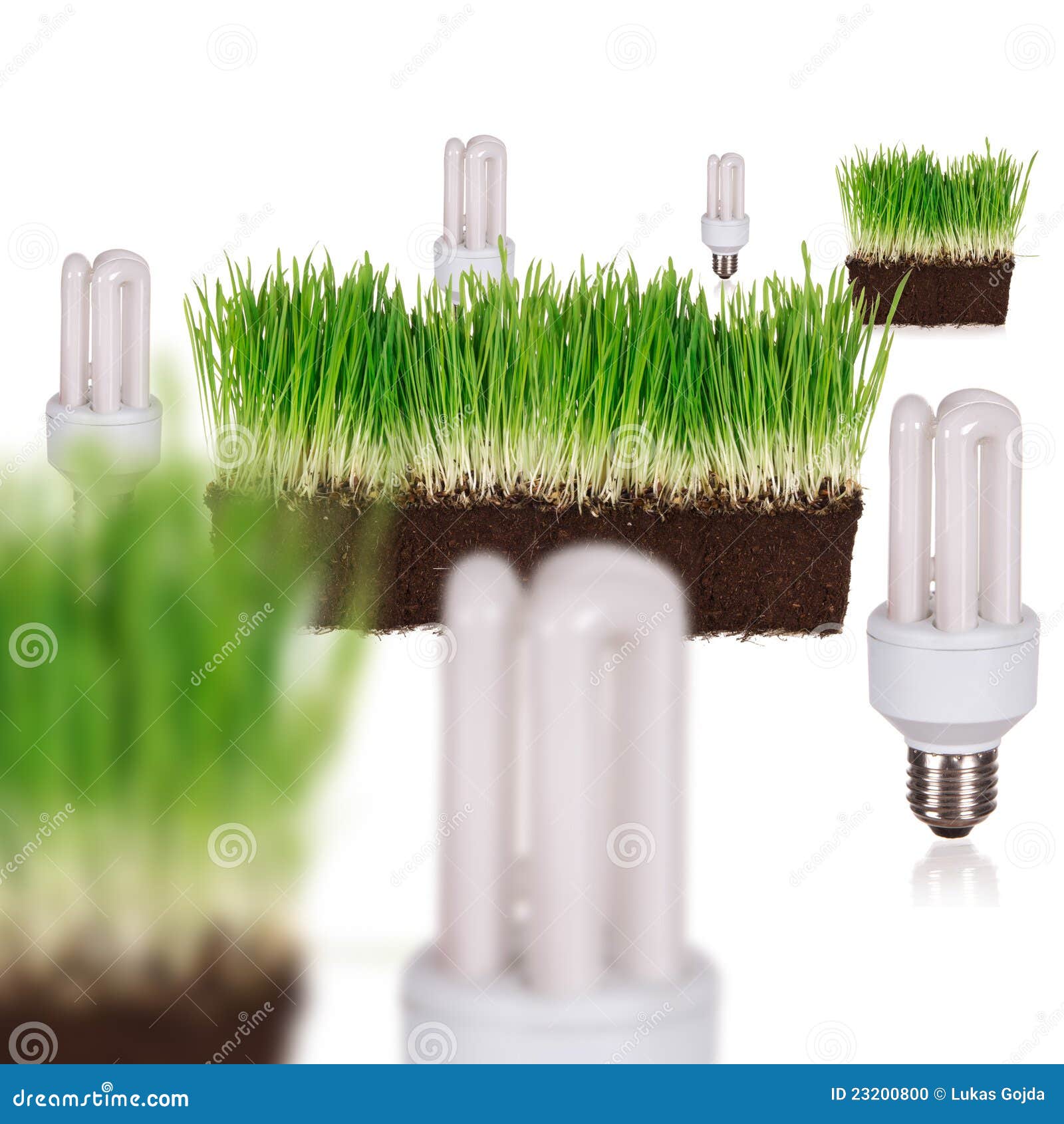 Light Bulb in Green Ecological Concept Stock Photo - Image of grass ...