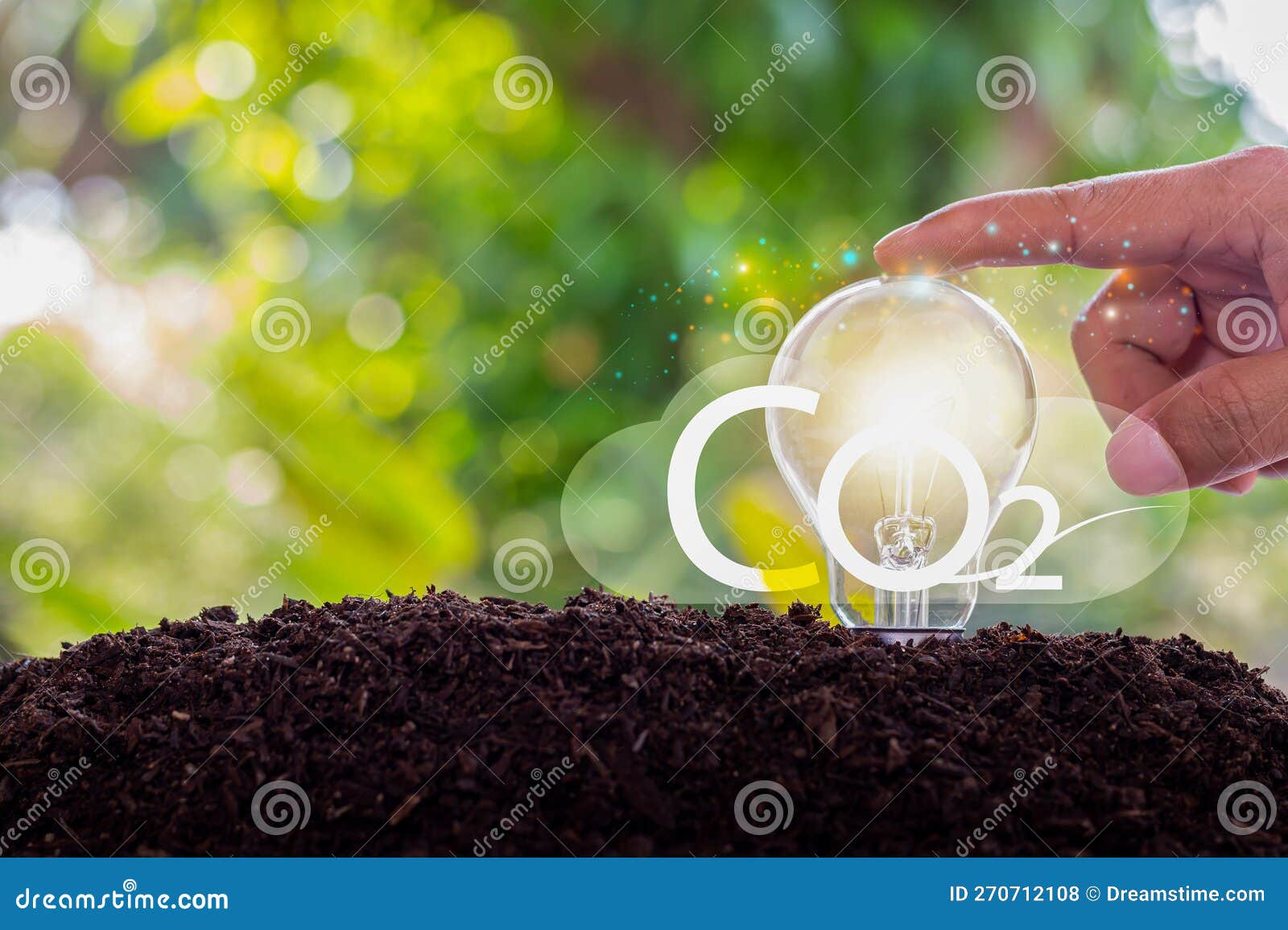 Light Bulb on Ground. Earth and Energy Saving Concept,hand Touching ...