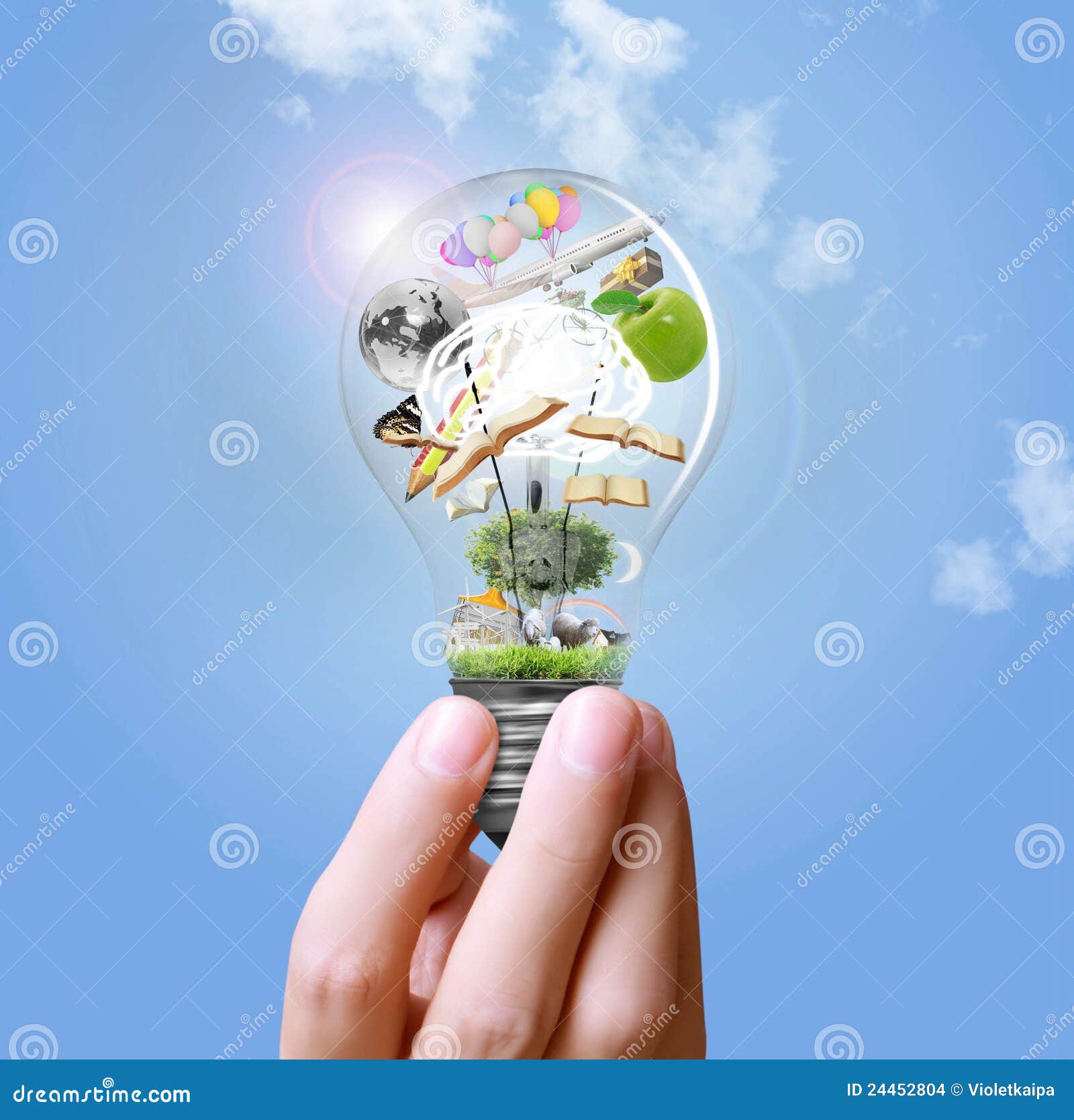 Light bulb in hand stock photo. Image of spiral, human - 24452804
