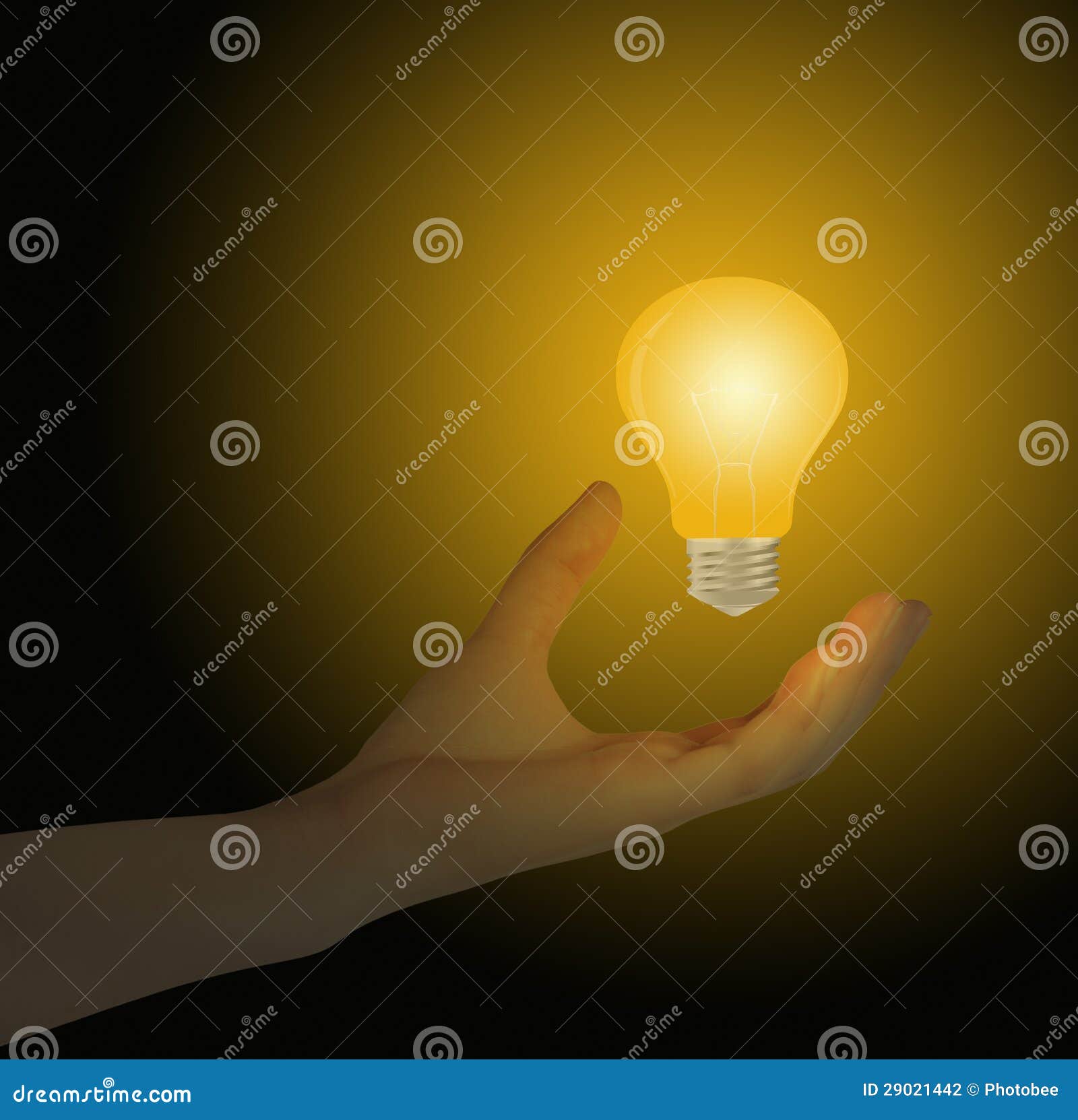 Light bulb with hand stock photo. Image of electricity - 29021442