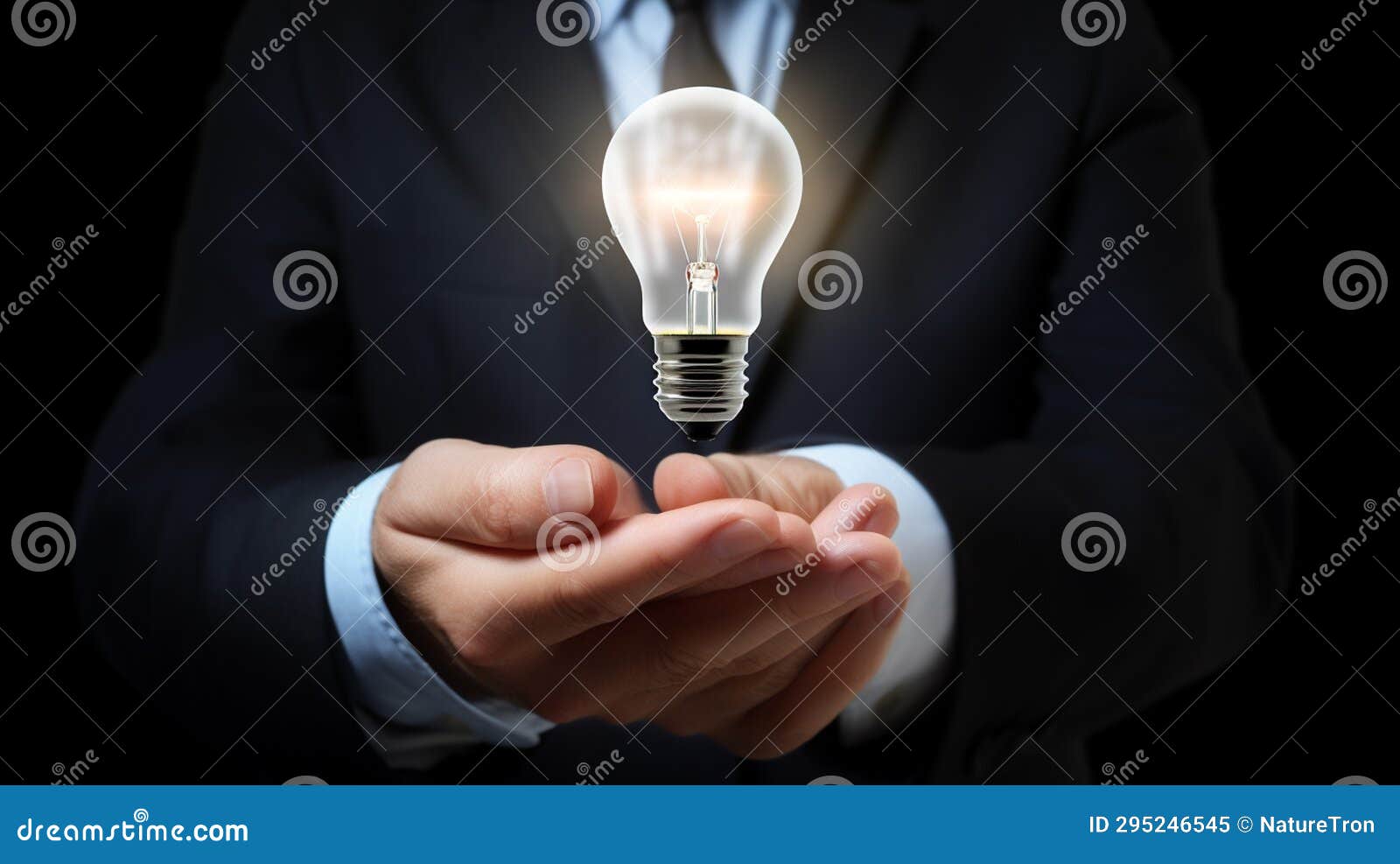 Light Bulb on Hand Businessman Holding Bulb Bulb in Hand Stock ...