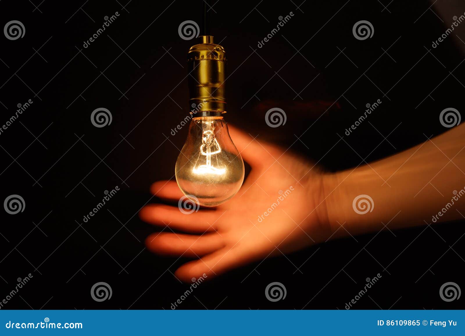 Light bulb and hand stock image. Image of hold, inspiration - 86109865