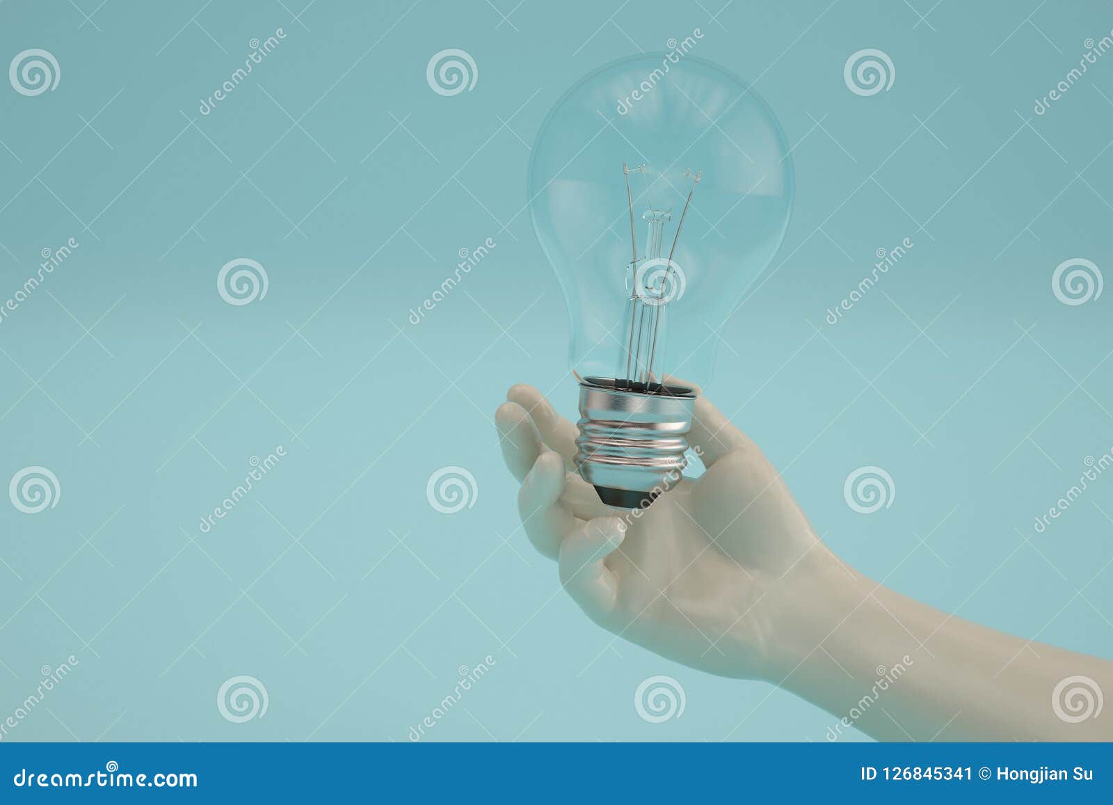 Light Bulb and Hand Creative Concept. 3D Illustration. Stock ...