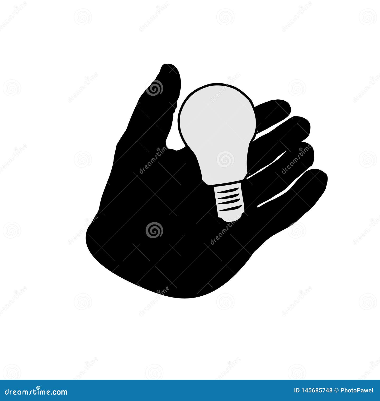 Light bulb in hand icon stock illustration. Illustration of innovation ...