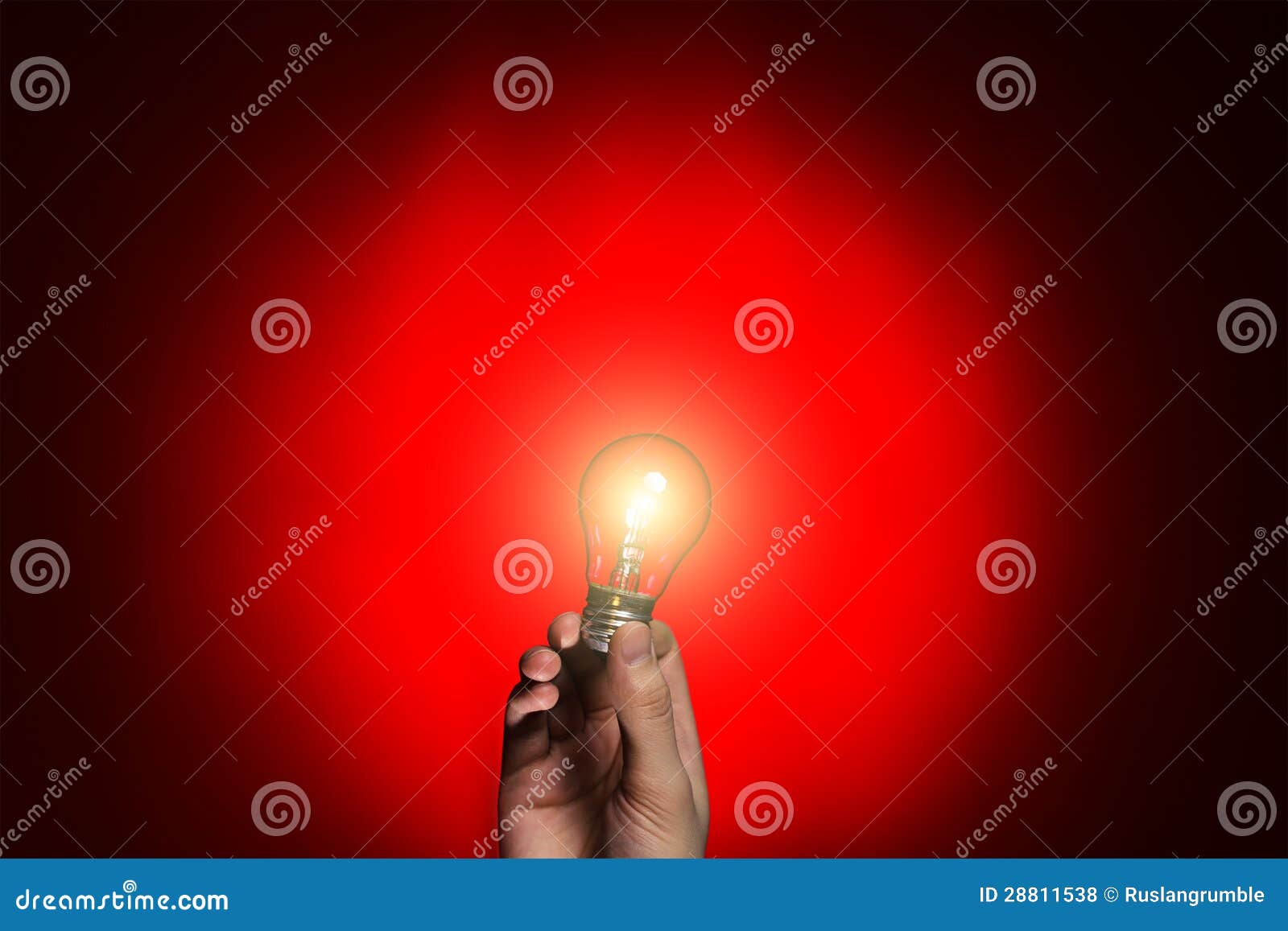Light Bulb in Hand on Red Background Stock Photo - Image of electric ...