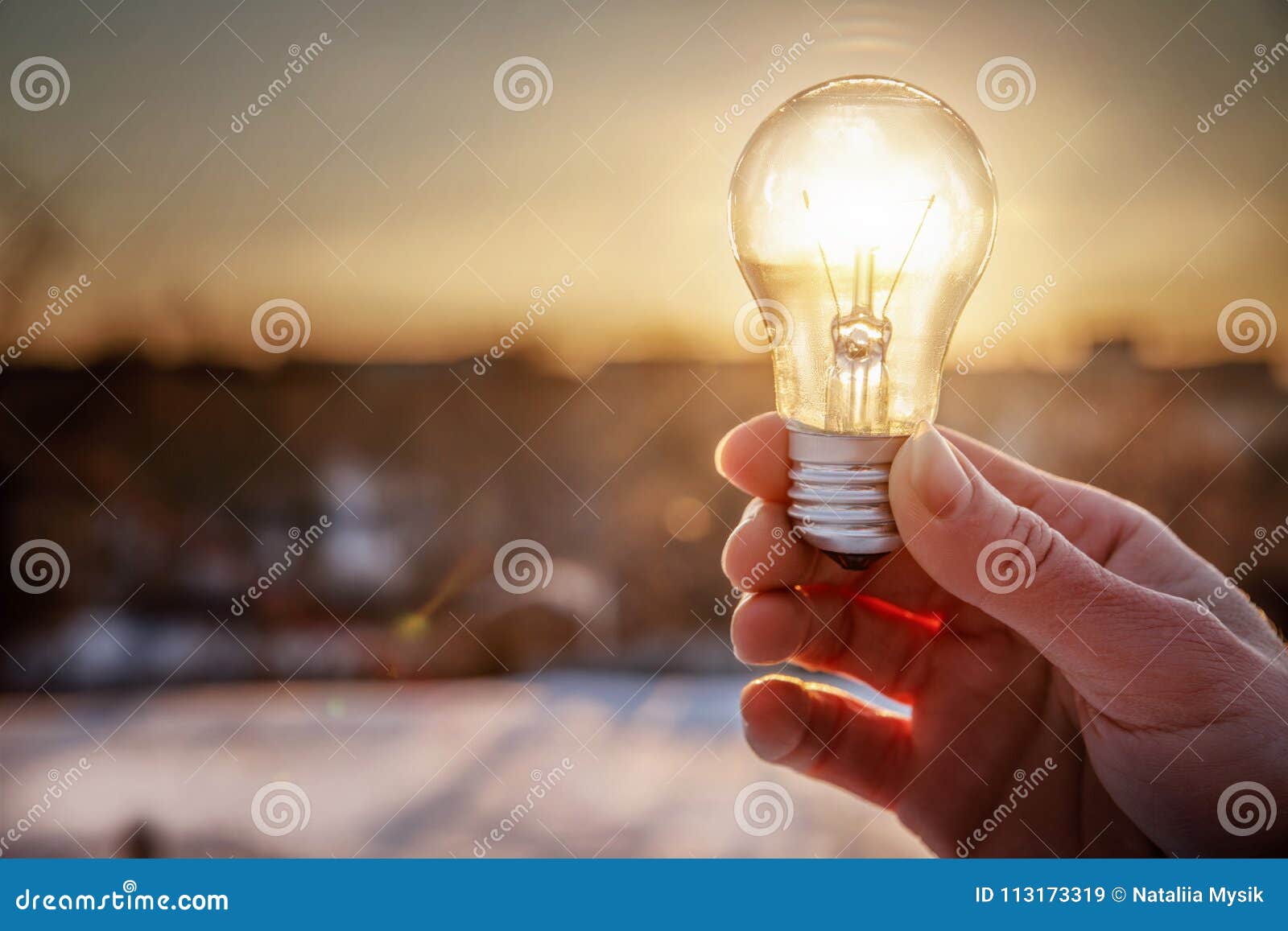 Light bulb in hand. stock image. Image of glowing, ecology - 113173319