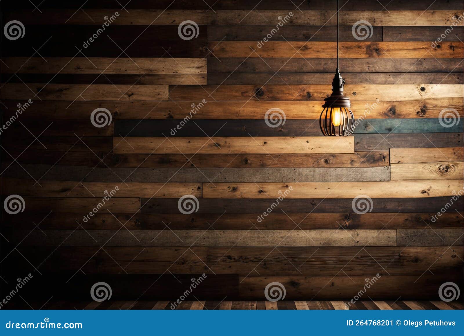 A Light Bulb Hanging from a Wooden Wall with a Wooden Floor in Front of ...