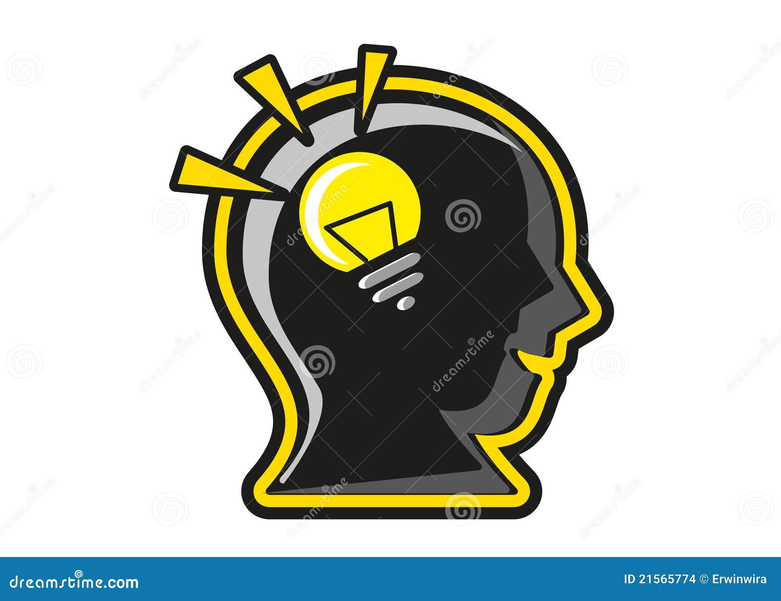 Light bulb in head drawing stock photo. Image of drawing - 21565774