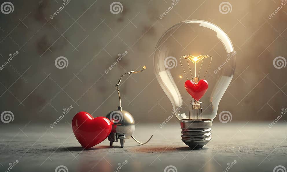 Light Bulb with Heart Inside and Stock Illustration - Illustration of ...