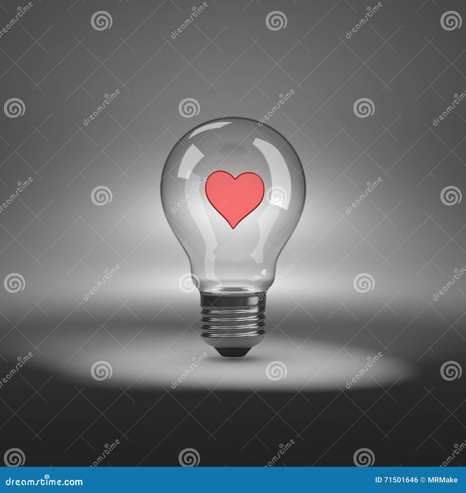 Light Bulb with Heart Shape Inside Stock Illustration - Illustration of ...